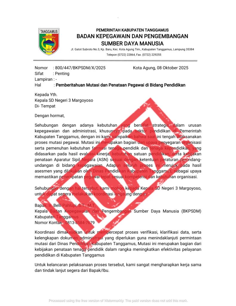 Waspada Surat Edaran Palsu yang Mengatasnamakan BKPSDM Kabupaten ...